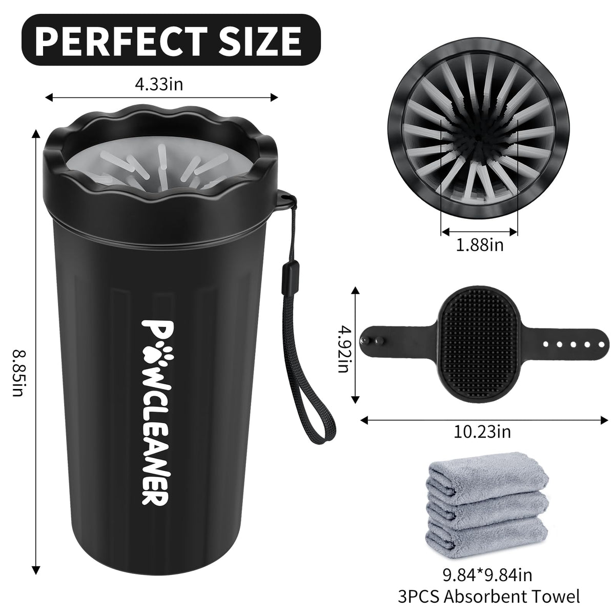 Buddy Muddy Pet Foot Cleaner with Handle, Adjustable Brush, and 3 Abso ...