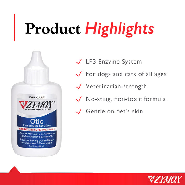 Zymox Otic Enzymatic Solution for Dogs and Cats to Soothe Ear Infectio ...